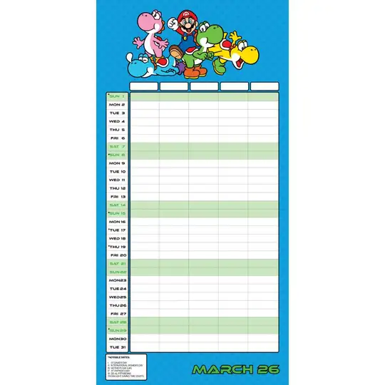 Super Mario - Planer Rodzinny 2026 Kalendarz - Galeria Plakatu