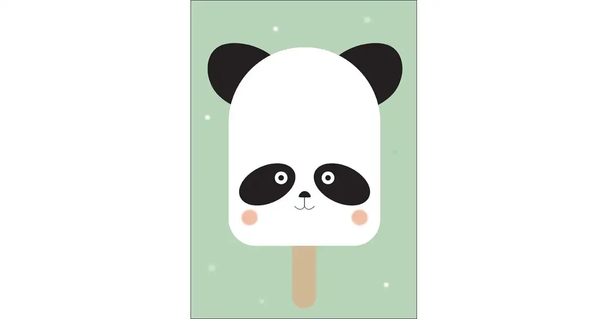 Wesołe lody panda na miętowym tle - plakat - Galeria Plakatu