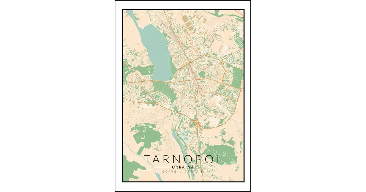 Tarnopol mapa kolorowa - plakat - Galeria Plakatu