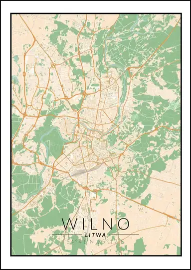 Wilno mapa kolorowa - plakat - Galeria Plakatu