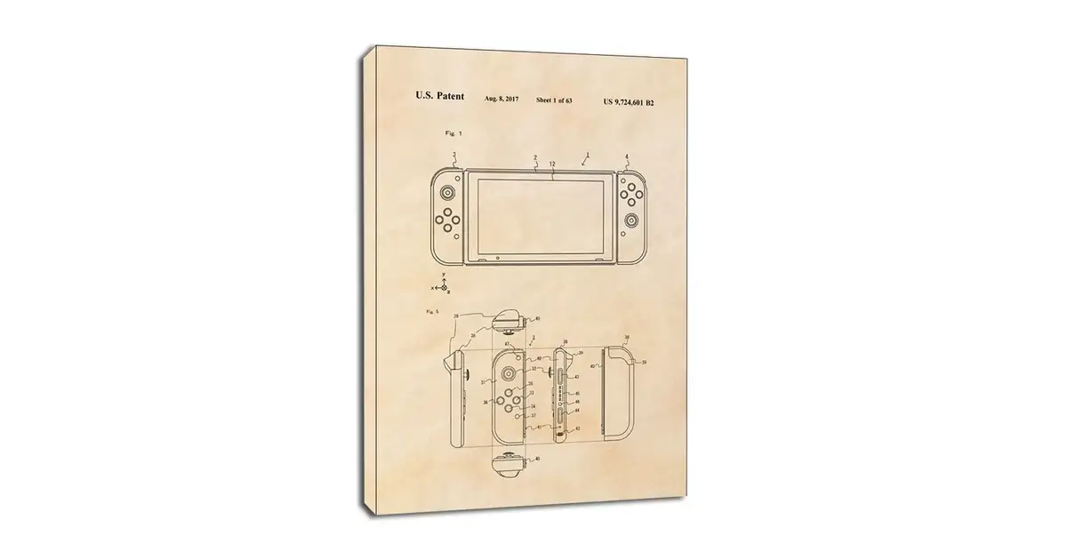 Patent, Konsola Nintendo Switch 2017 sepia - obraz na płótnie - Galeria ...
