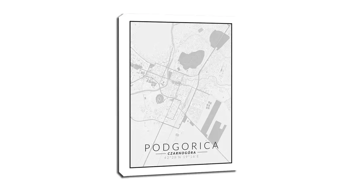 Podgorica mapa czarno biała - obraz na płótnie - Galeria Plakatu