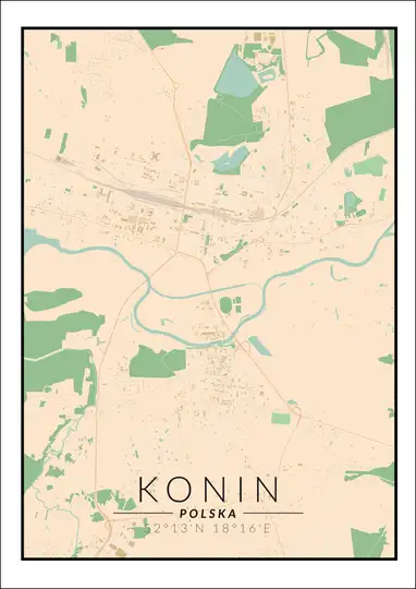 Konin mapa kolorowa - plakat - Galeria Plakatu