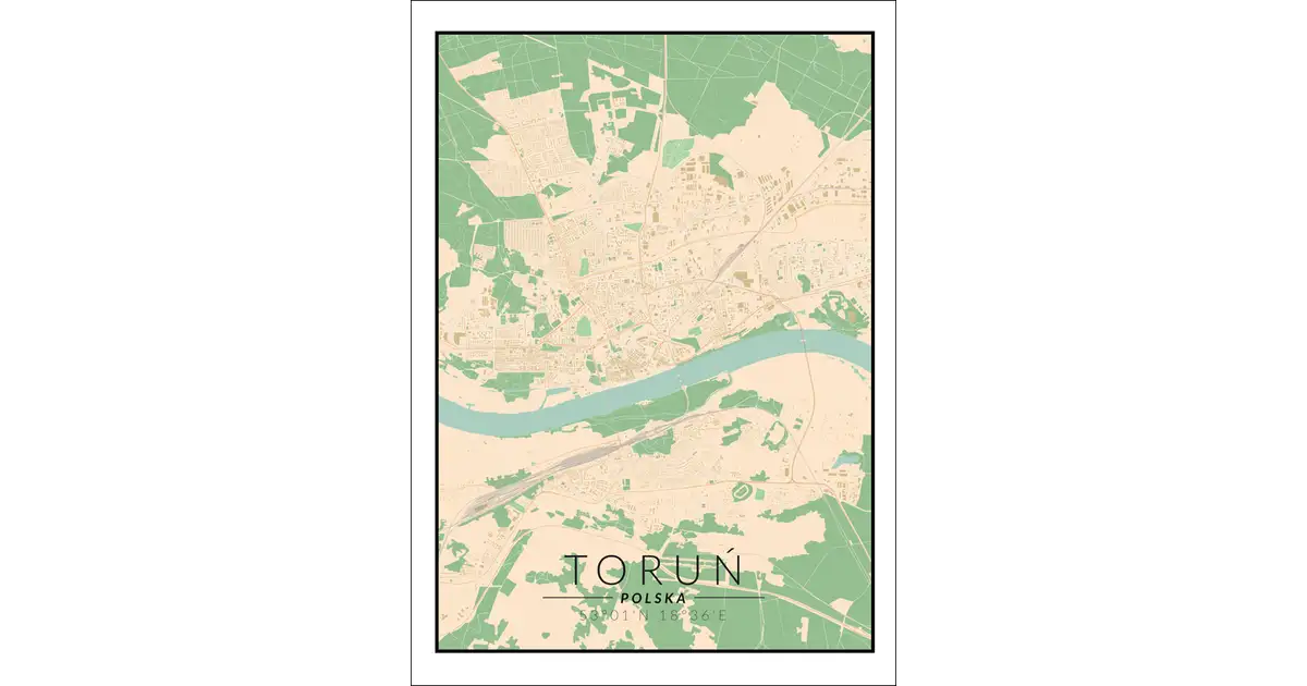 Toruń mapa kolorowa - plakat - Galeria Plakatu