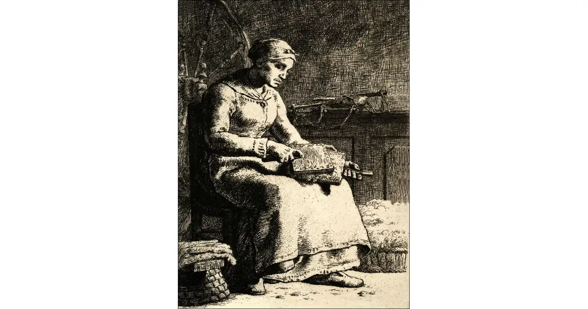 The Wool Carder, Jean-François Millet - plakat - Galeria Plakatu