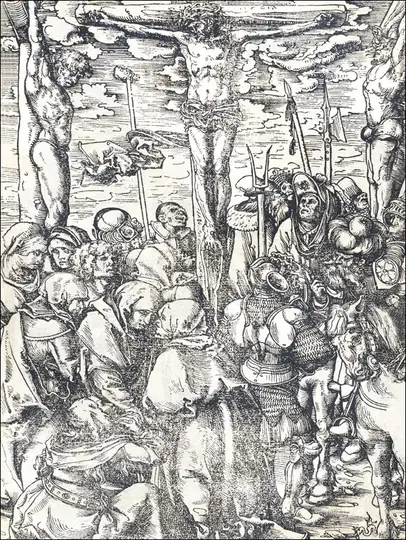 Two prints- The Crucifixion on recto and Christ Bearing the Cross on ...