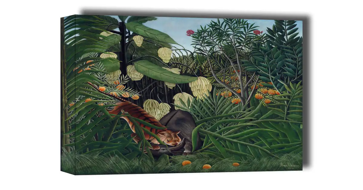 Fight between a Tiger and a Buffalo, Henri Rousseau - obraz na płótnie ...