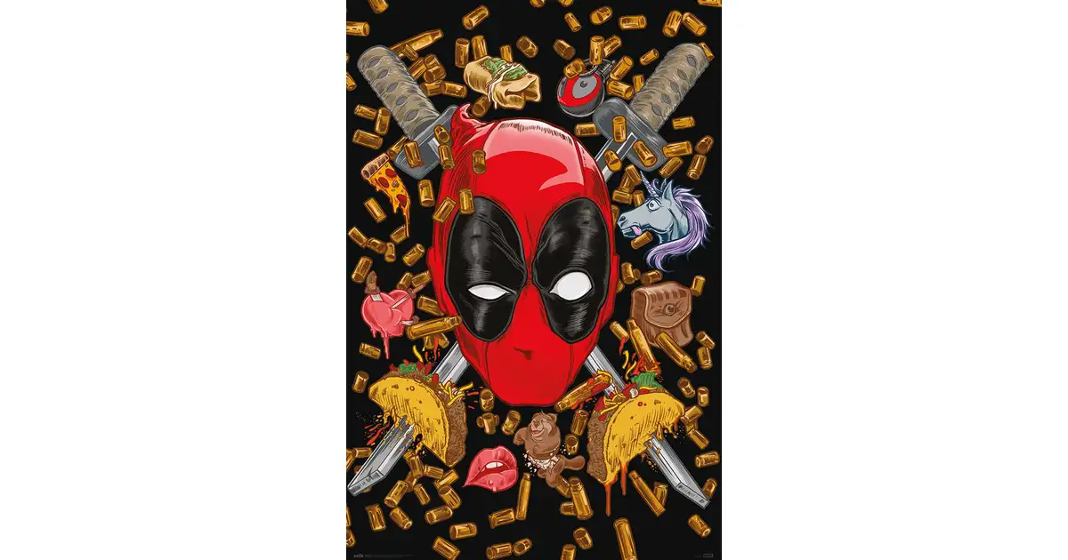 Deadpool Bullets and Chimichangas - plakat - Galeria Plakatu