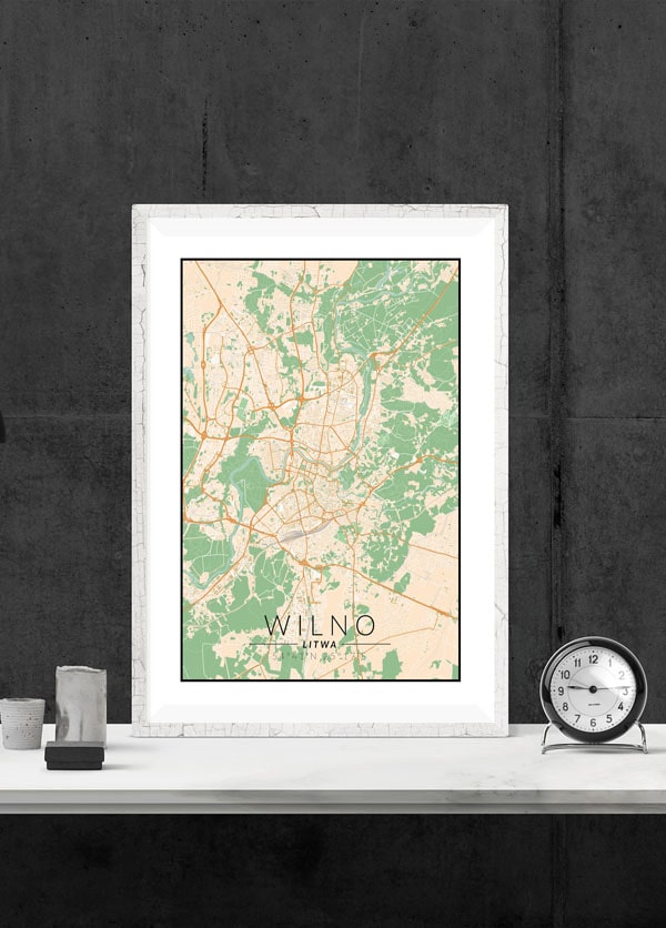 Wilno mapa kolorowa - plakat - Galeria Plakatu